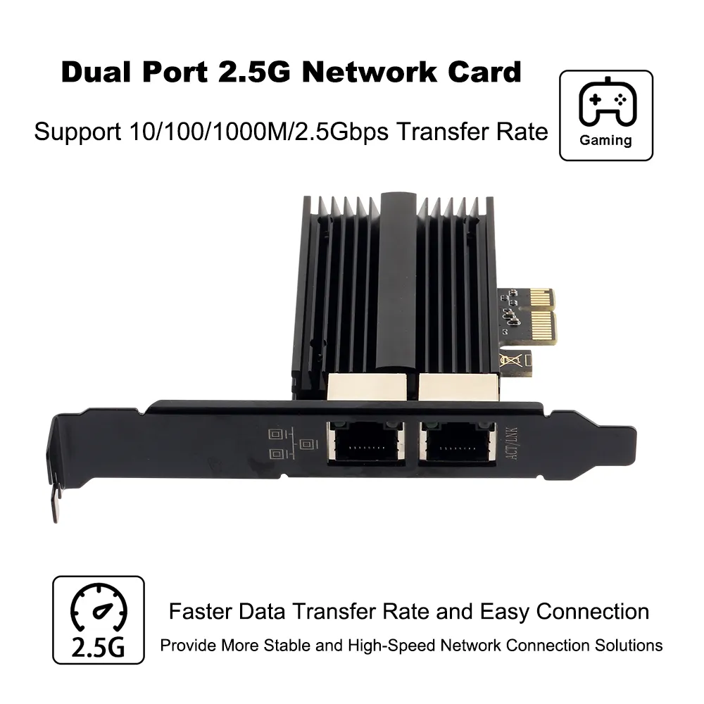 2500Mbps PCIe to RJ45 Intel I226 Network Card Dual 2.5G Gigabit ...