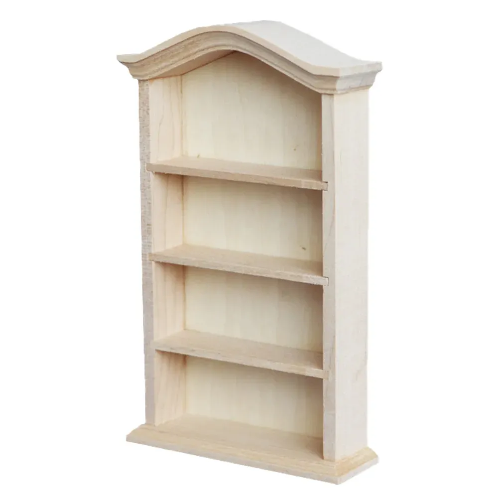 Mini Bookshelf: Wooden Dollhouse Bookcase, Miniature Storage Shelves ...
