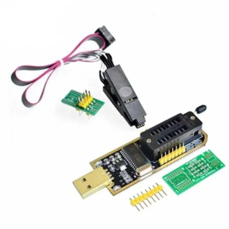 CH341A 24/25 Series EEPROM Flash BIOS USB Programmer w/ SOIC8 SOP8 Test ...
