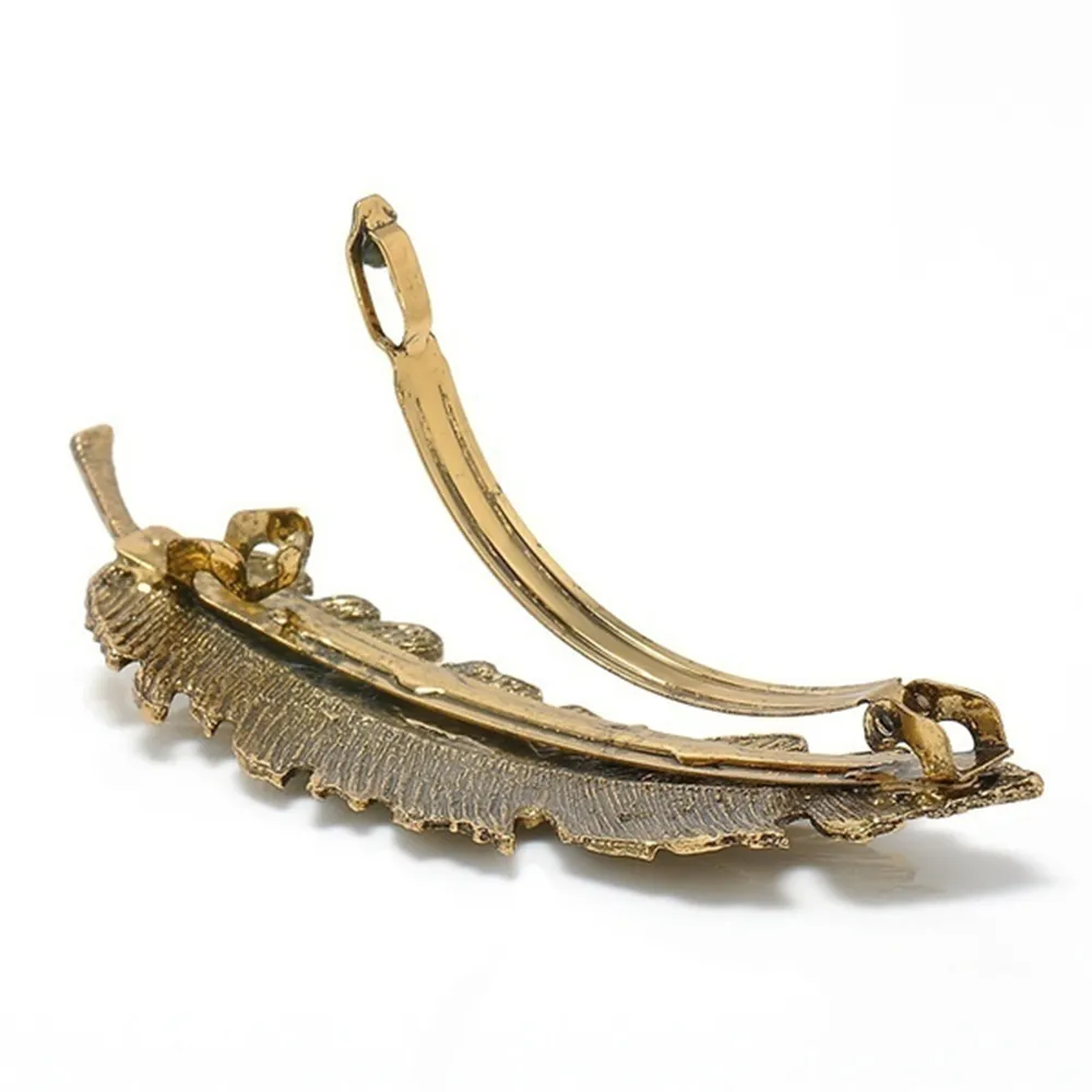 Alloy Vintage Feather Leaf Shape Metal Hair Clip Barrette for Women ...