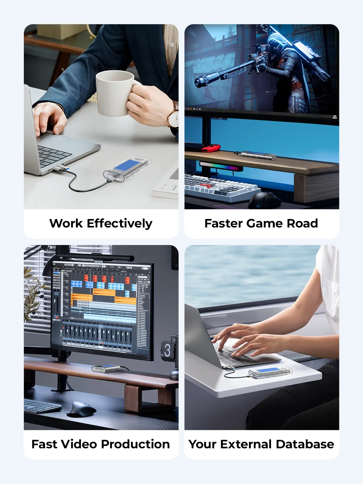 M.2 HDD Enclosure: 40Gbps USB4 NVMe Solid State Drive Case With Cooling ...