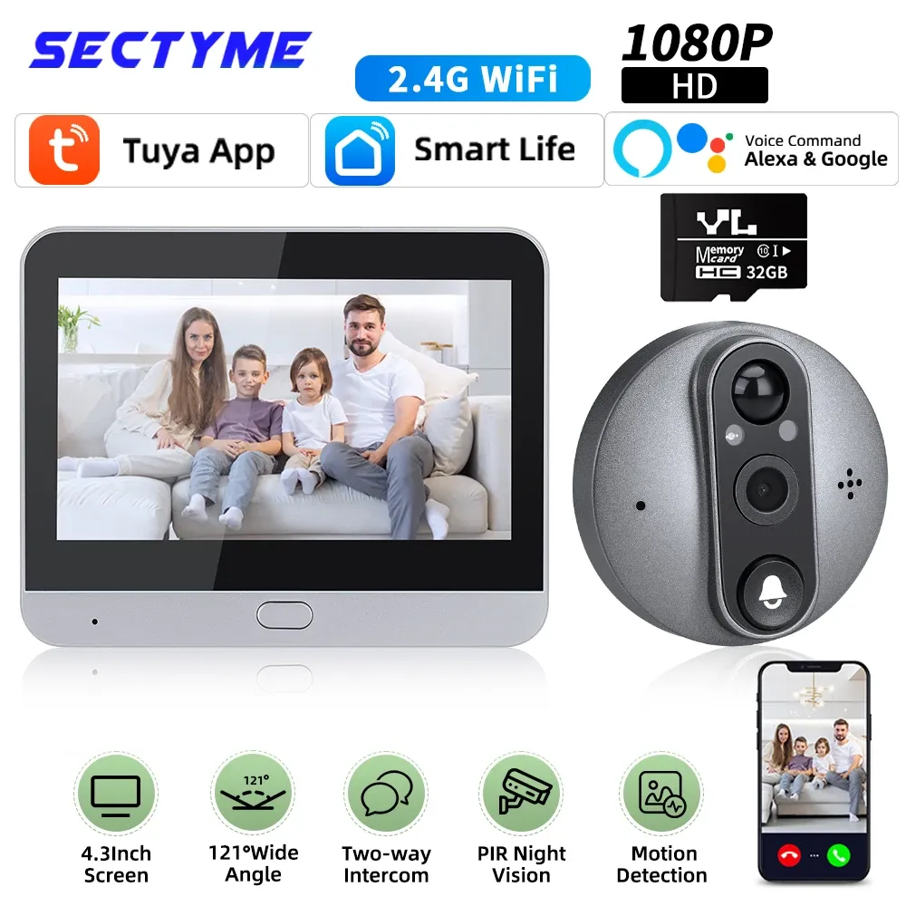 DHgate.com:Sectyme Smart WiFi Peephole Doorbell: Enhanced HD Security ...