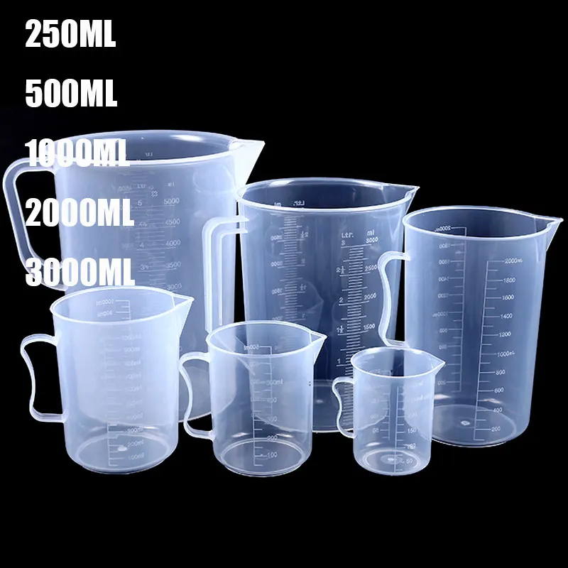 Transparent Plastic Measuring Cups with Handles for Lab & Kitchen Use ...