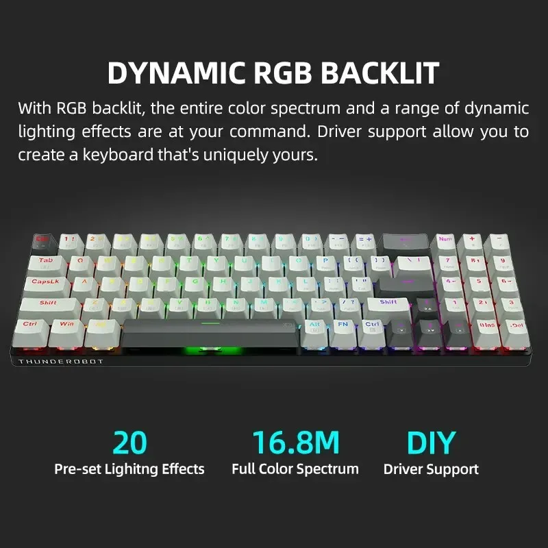 TKL Mechanical Keyboard, THUNDEROBOT K78 78 Key Compact 75% Wired RGB ...