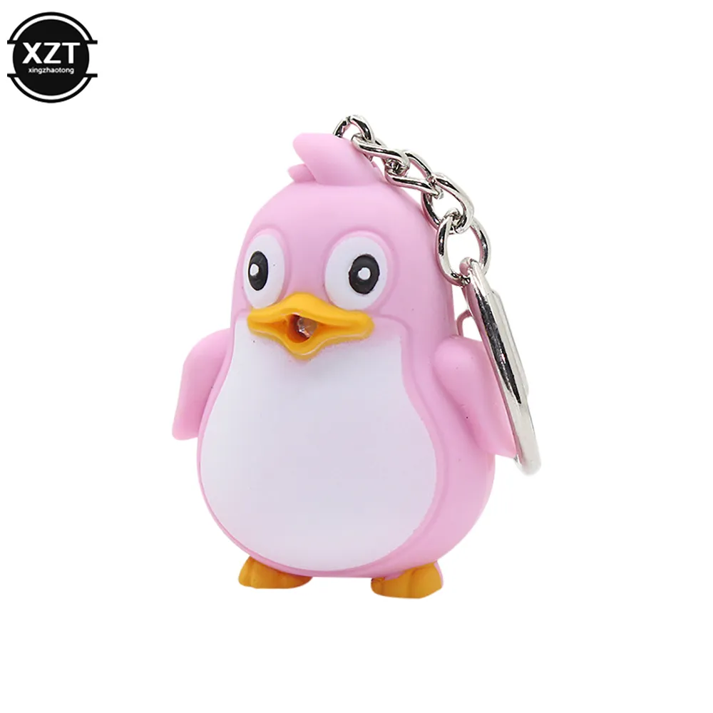 Cute Penguin Animal Keychain Light: LED Torch Keyfob with Sound for ...