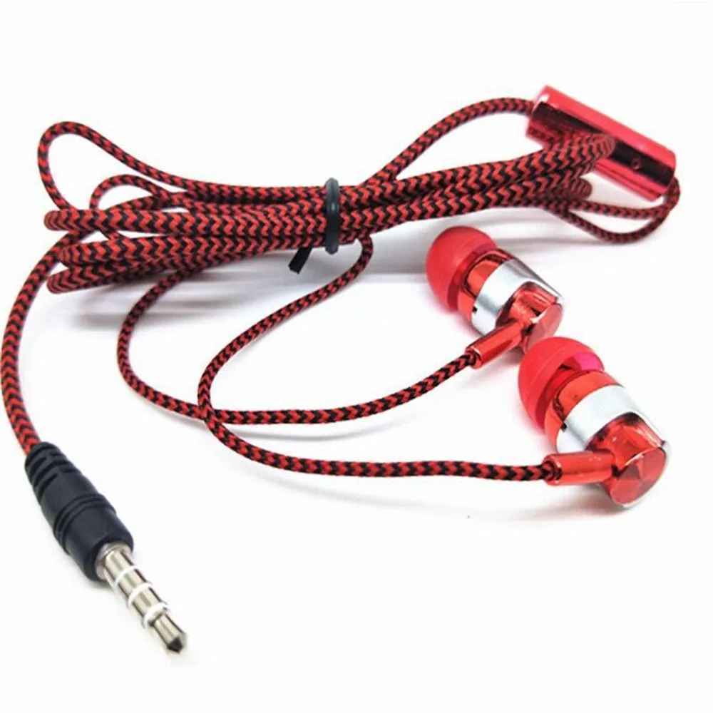 Universal In-ear Headphone Braided Cord with Microphone 3.5mm Jack ...