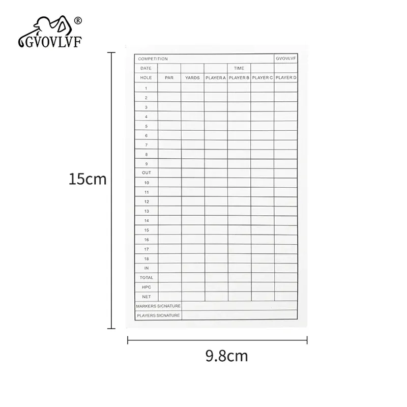Golf Scorecard Score Sheet Tracking Record Stat Card Double Sided ...