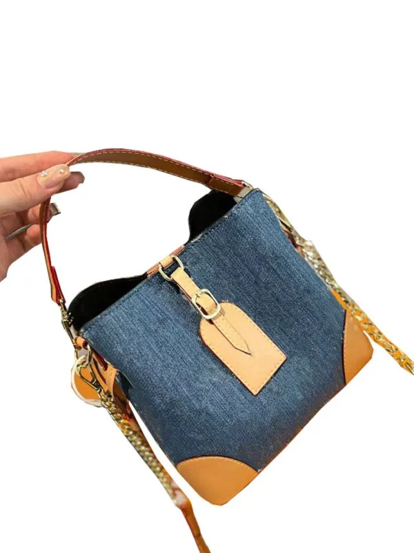 Designer Denim Bucket Box Bag With Chain Strap 2025 Collection From ...