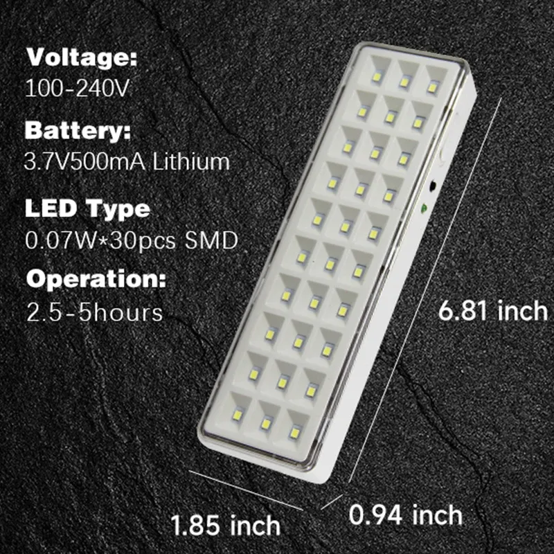 202430 LED Fire-Resistant Emergency Light - Wall Mounted, 2 Modes ...
