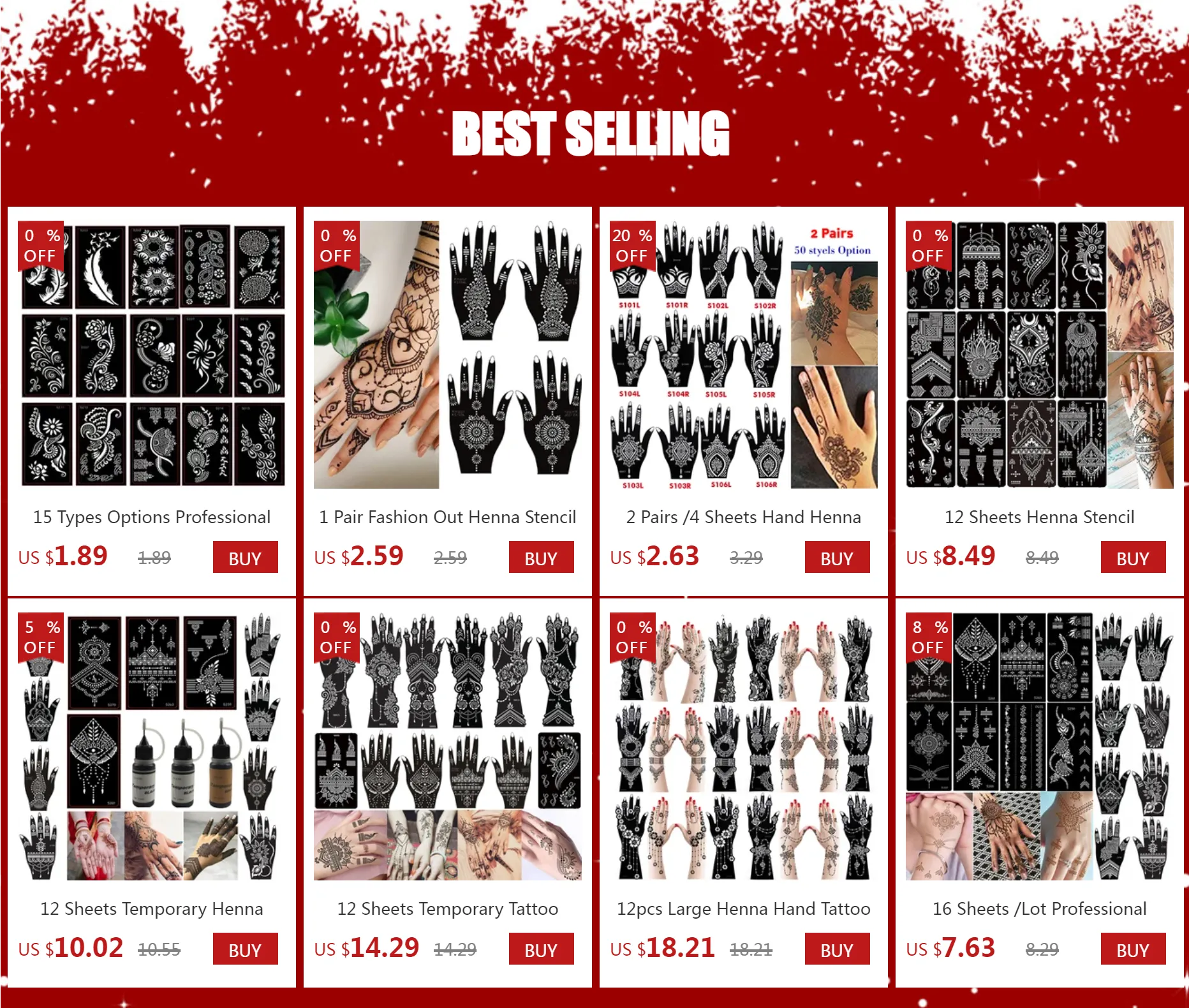 DHgate.com:Henna Tattoo Stencils (10 Sheets) for Hands, Feet, and Body ...