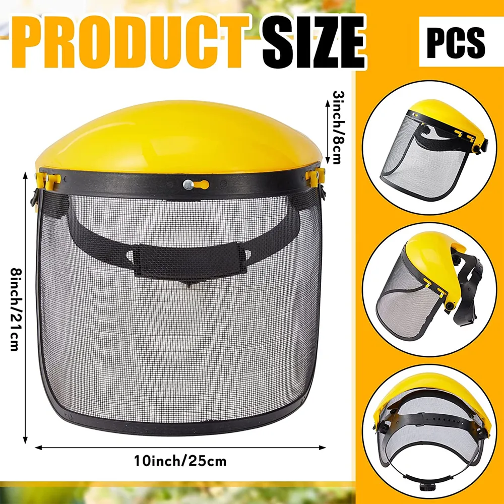 Full-Face Mesh Visor Safety Shield & Chainsaw Helmet Hat for Outdoor ...