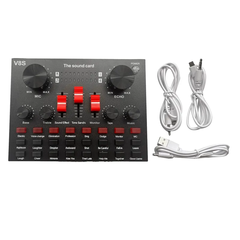V8S Microphone USB Rechargeable DSP External Mixer Karaoke 3.5mm Audio ...