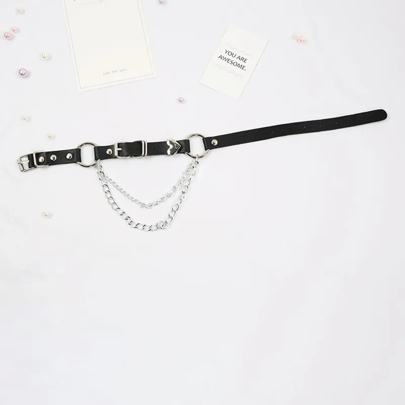 Women Gothic Waist Belt Faux Leather Straps Chain Punk Choker Leg Ring ...