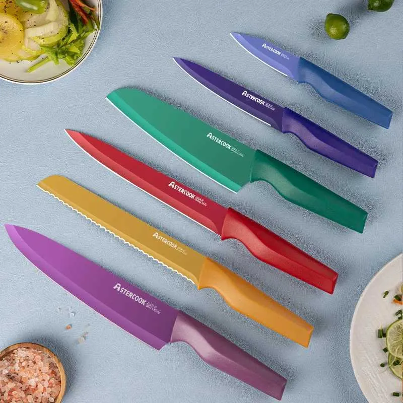 Astercook Color Coded Farberware Colorful Knife Set With Rust Resistant ...
