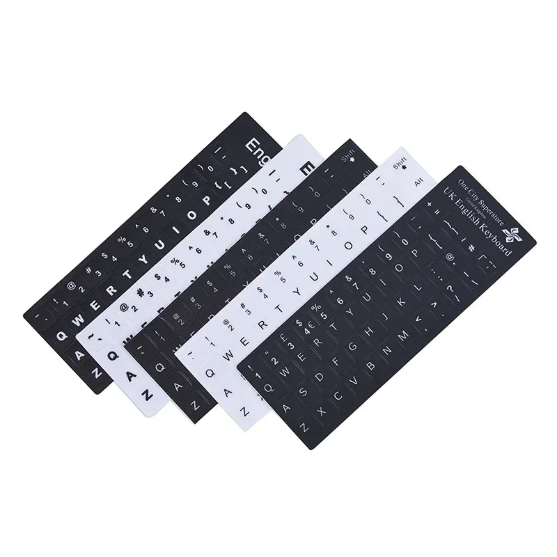 English Keyboard Replacement Stickers, White on Black, Suitable for Any ...