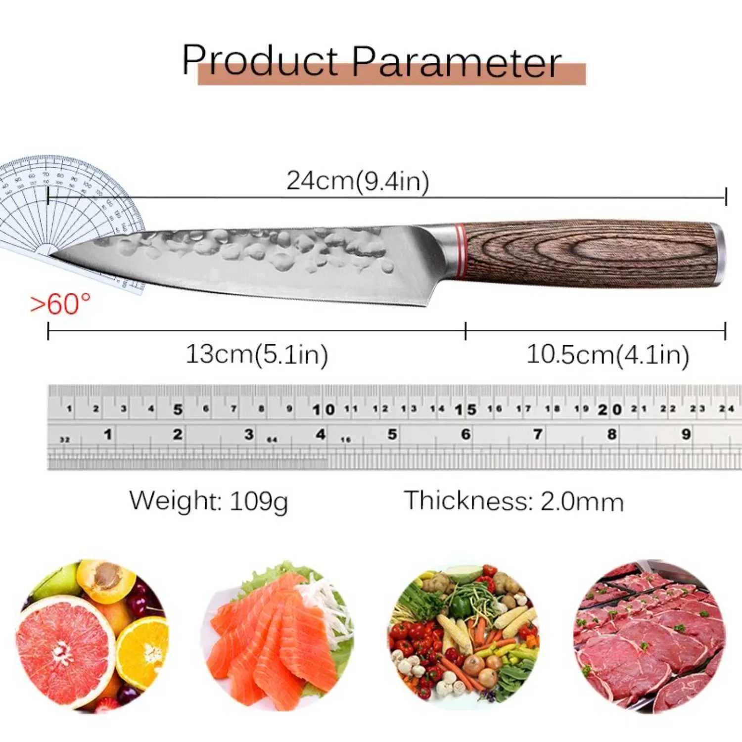 5-Piece Stainless Steel Kitchen Knife Set - Durable Blades for Cooking ...