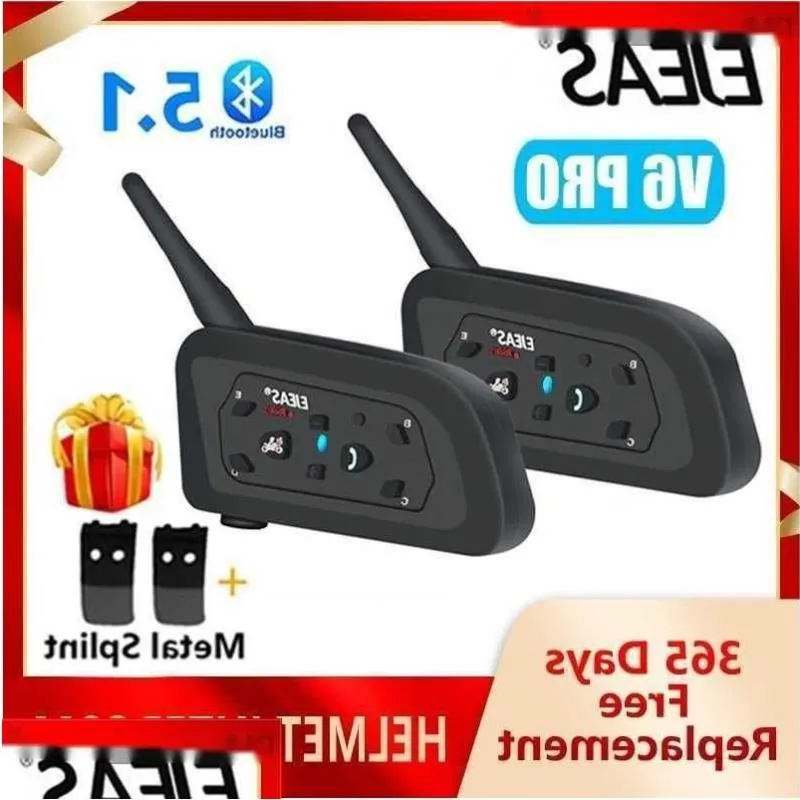 Ejeas V6 Pro Bluetooth Motorcycle Intercom Epos Headset With 1200M BT ...