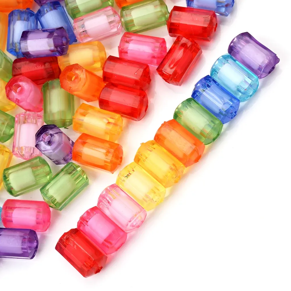 Transparent Acrylic Spacer Beads 7x12mm Round Pillar Loose Beads For ...