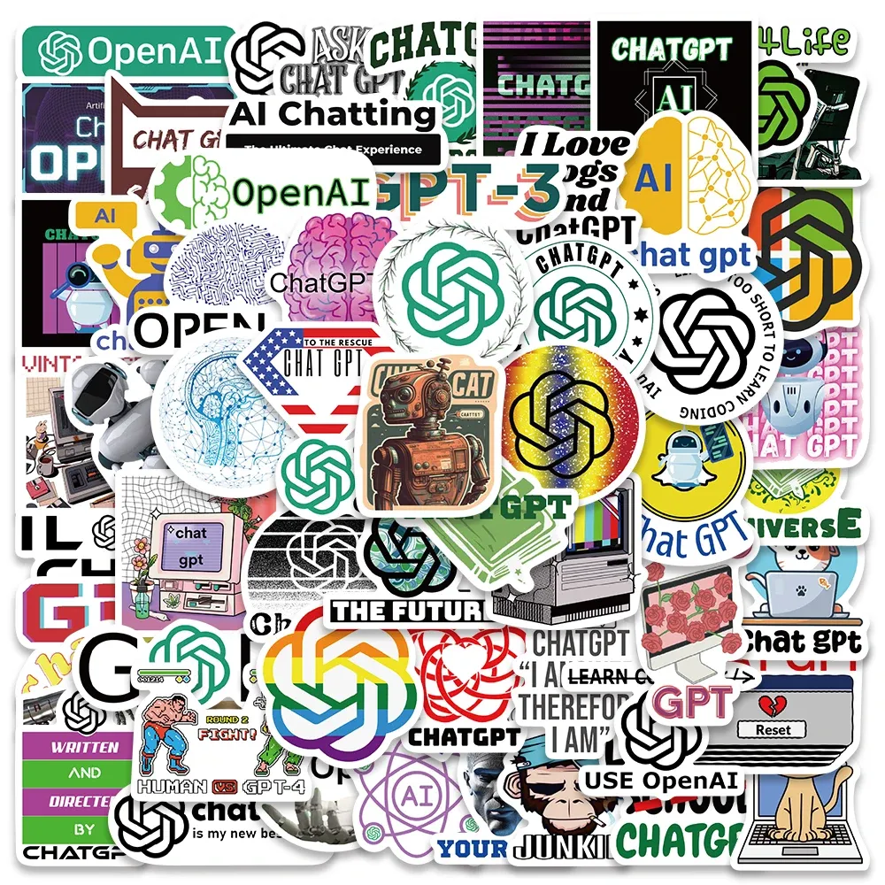 Chat GPT AI Robot Stickers - Waterproof Funny Cool Decals for Laptops ...