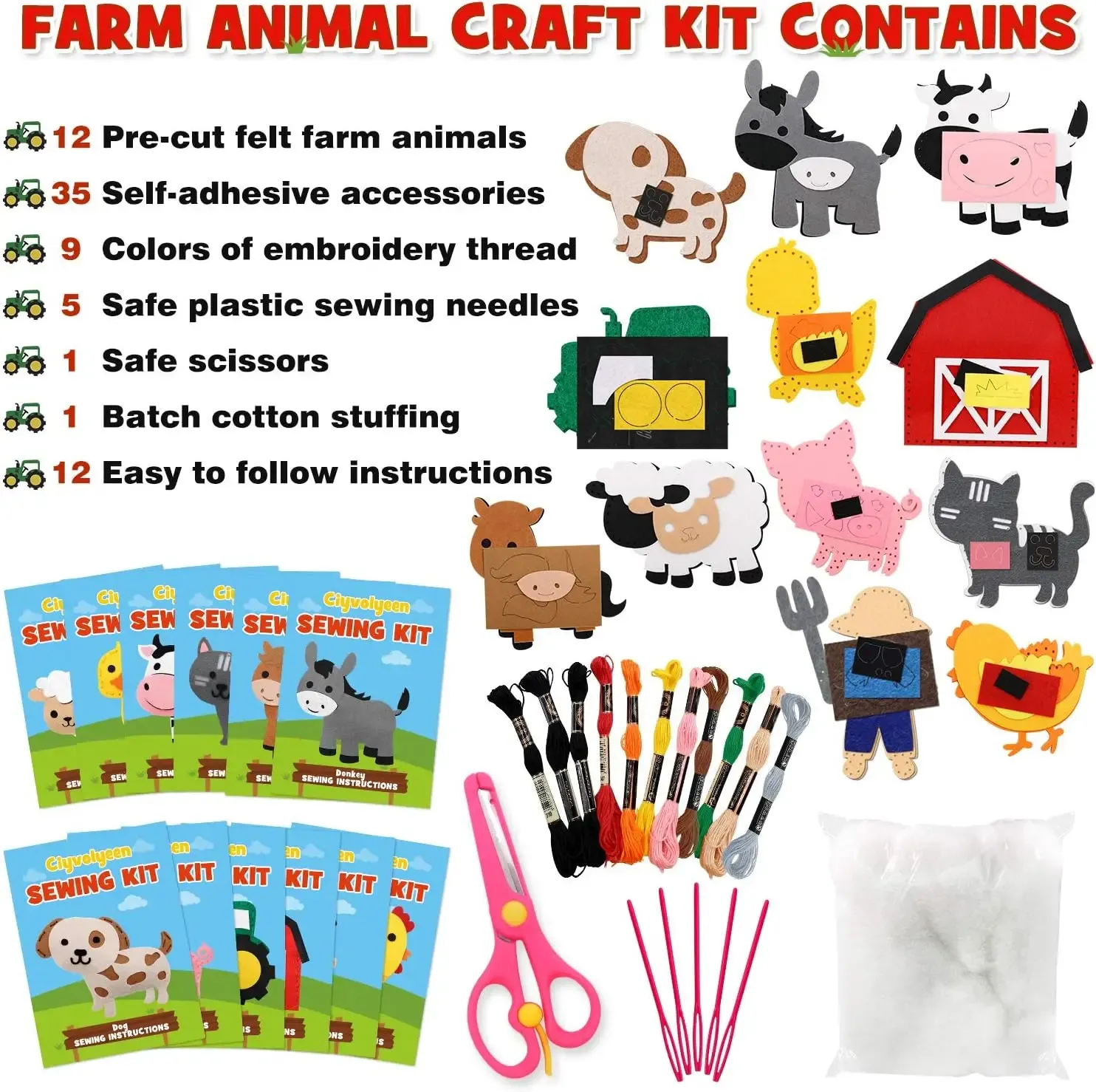 Farm Animals Sewing Craft Kit Felt Animal DIY Craft... From Ddmyhome ...