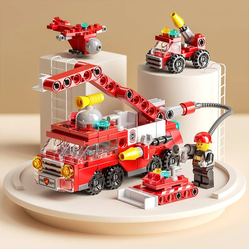 Building Blocks Mini Vehicle Set Small Scale Fire Truck And Police Car ...