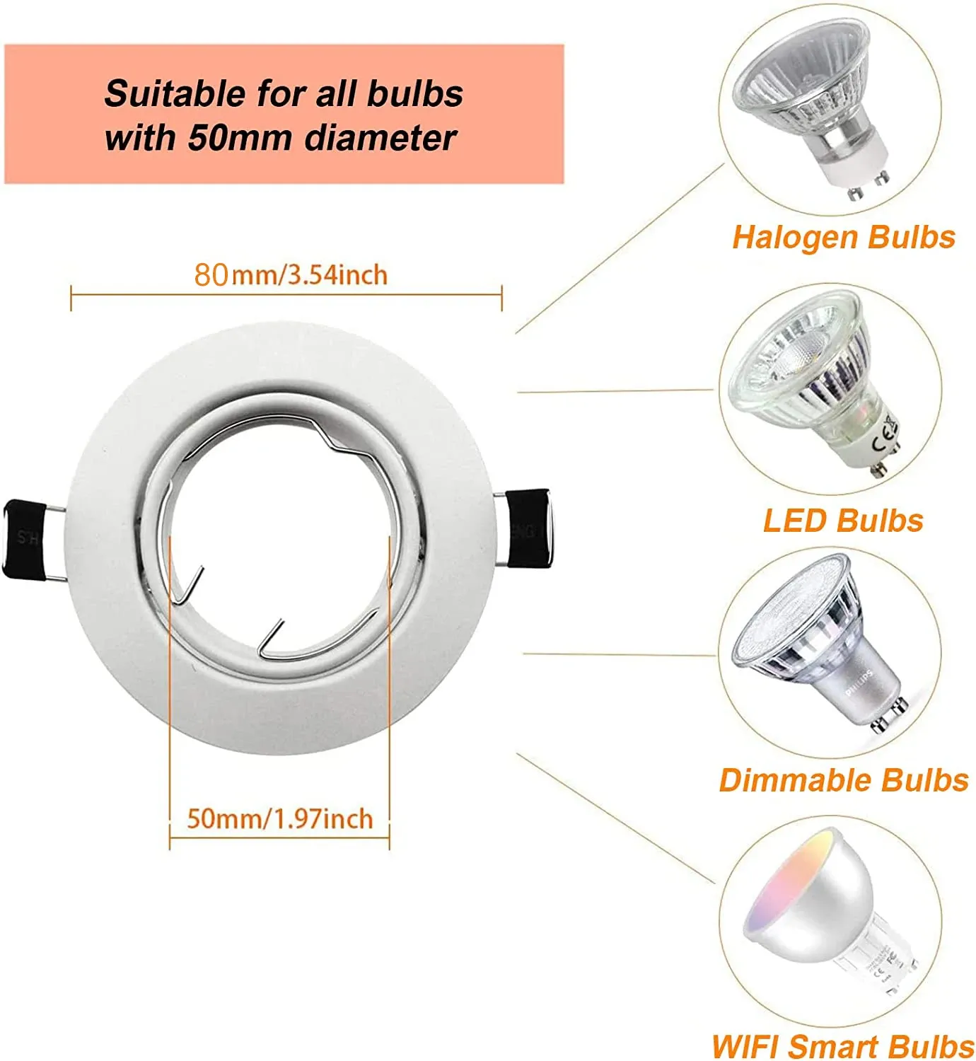 Round Light Fixtures Adjustable LED Downlight Frame, Ceiling Light ...