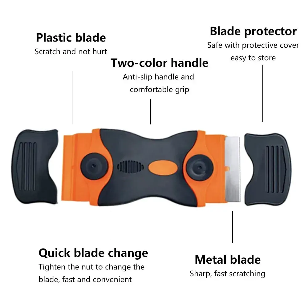Double-Sided Plastic Scraper for Kitchen and Car Window Cleaning with ...