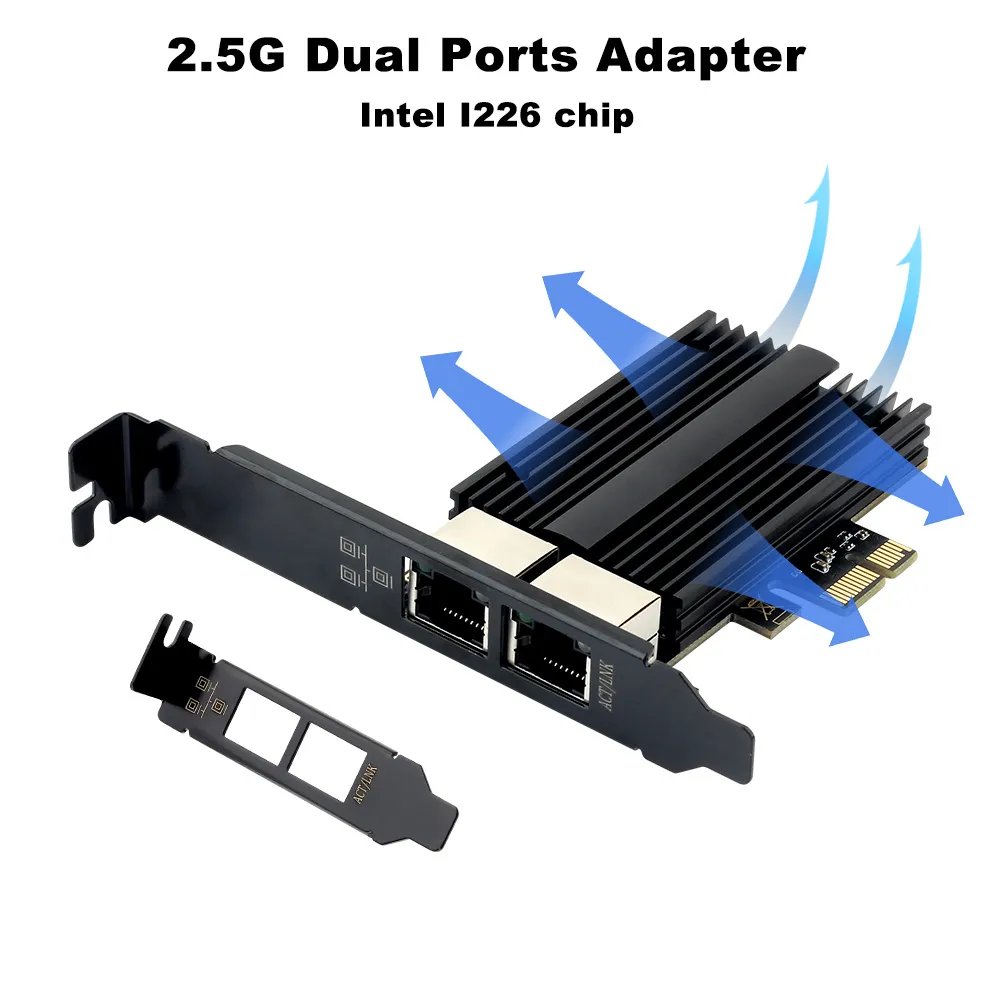 2500Mbps PCIe to RJ45 Intel I226 Network Card Dual 2.5G Gigabit ...