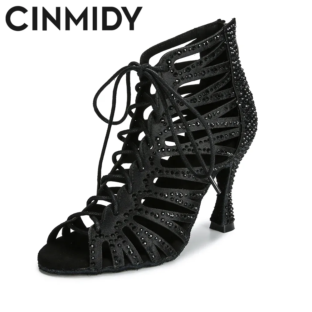 CINMIDY Black Dance Shoes For WomenT Ango Salsa Latin Dance Shoes Cuban ...