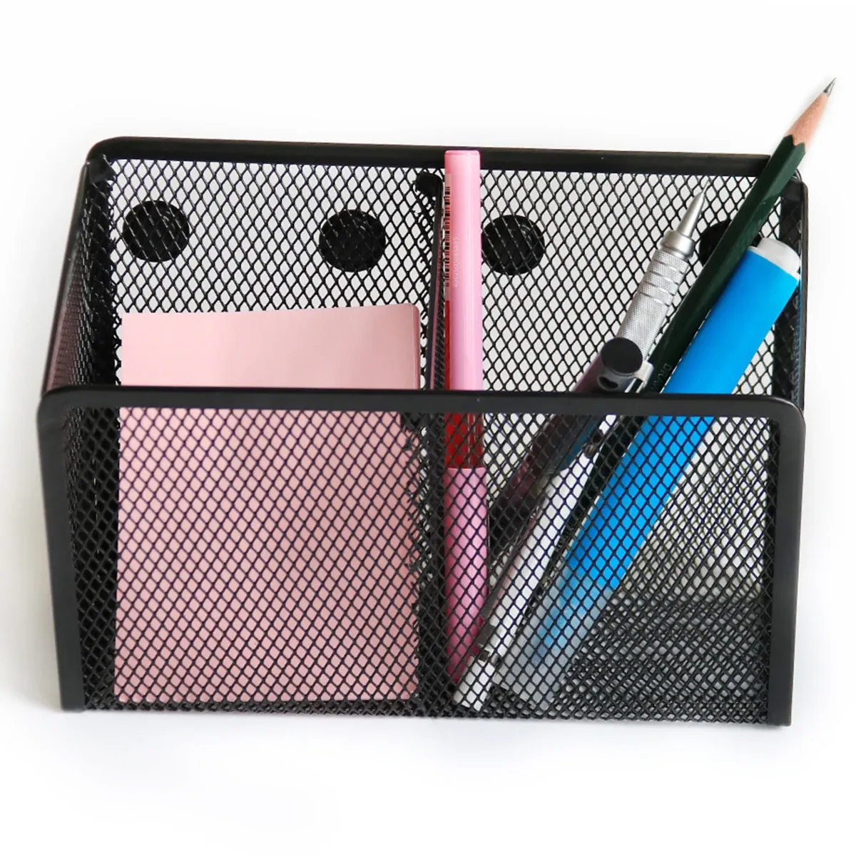 Metal Pencil Case Magnetic Pen Holder Fridge Sturdy Mesh Pen Cup Large ...