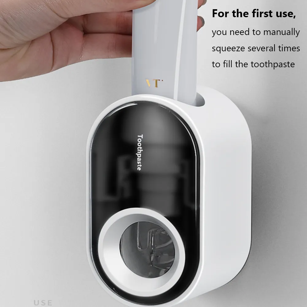 Automatic Toothpaste Pump Dispenser and Toothbrush Holder Wall Mounted ...