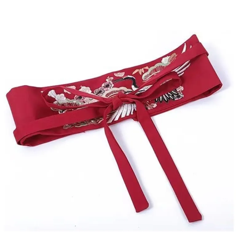 Exquisite Hanfu Waistband, Handcrafted Silk Tie Belt with Crane ...