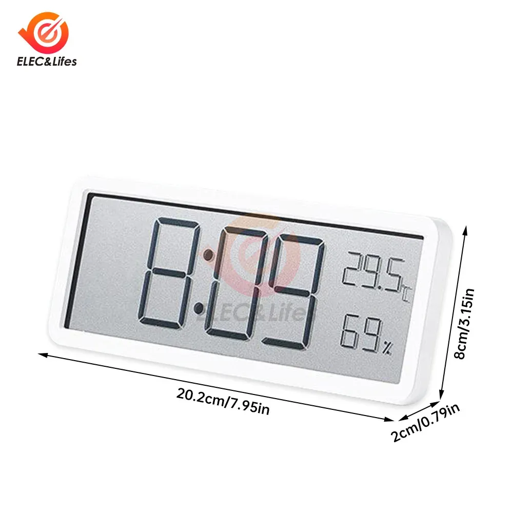 LCD Screen Digital Wall Clock Hanging and Desktop Battery-Powered ...
