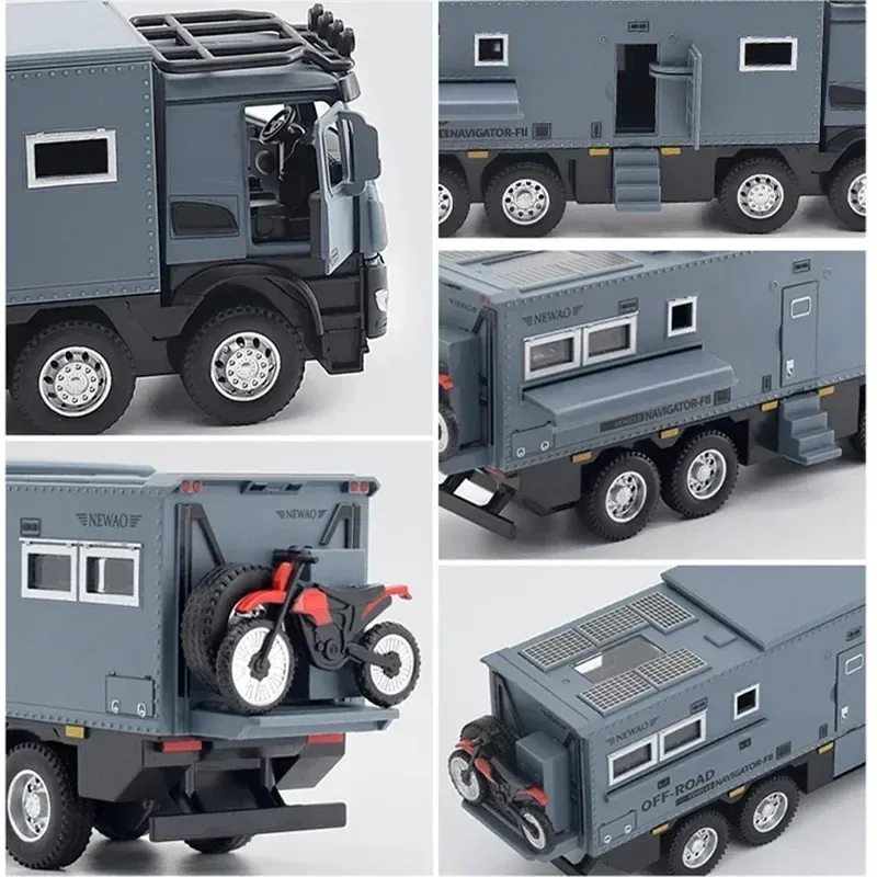 Premium 1/24 Scale Diecast Motorhome Model Metal Touring Car RV Vehicle ...