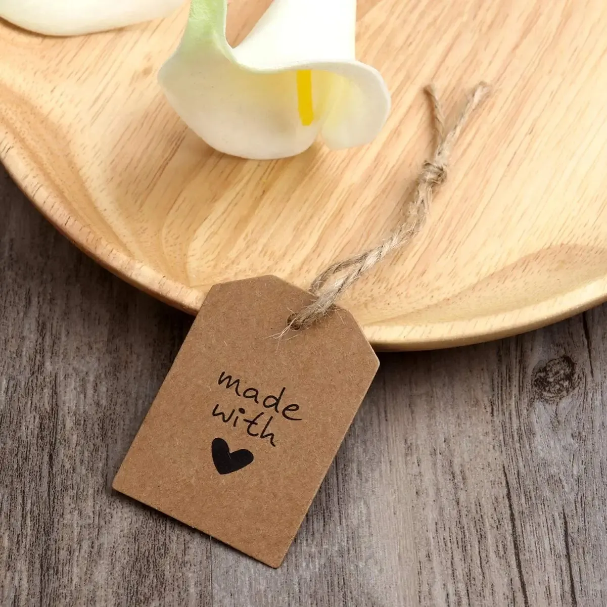 Kraft Paper Tags 4.2×5.5cm with 10m Jute String for Handmade Wedding ...