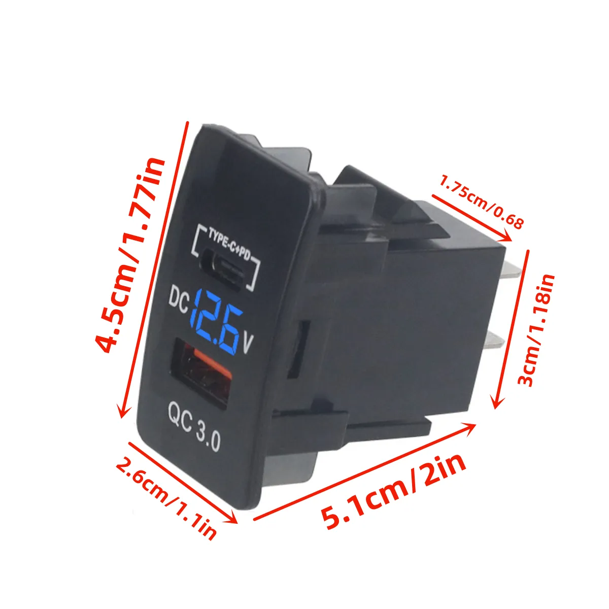 Charging Socket Car Charger QC3.0 USB PD Type C Fast Charging 26x45mm ...