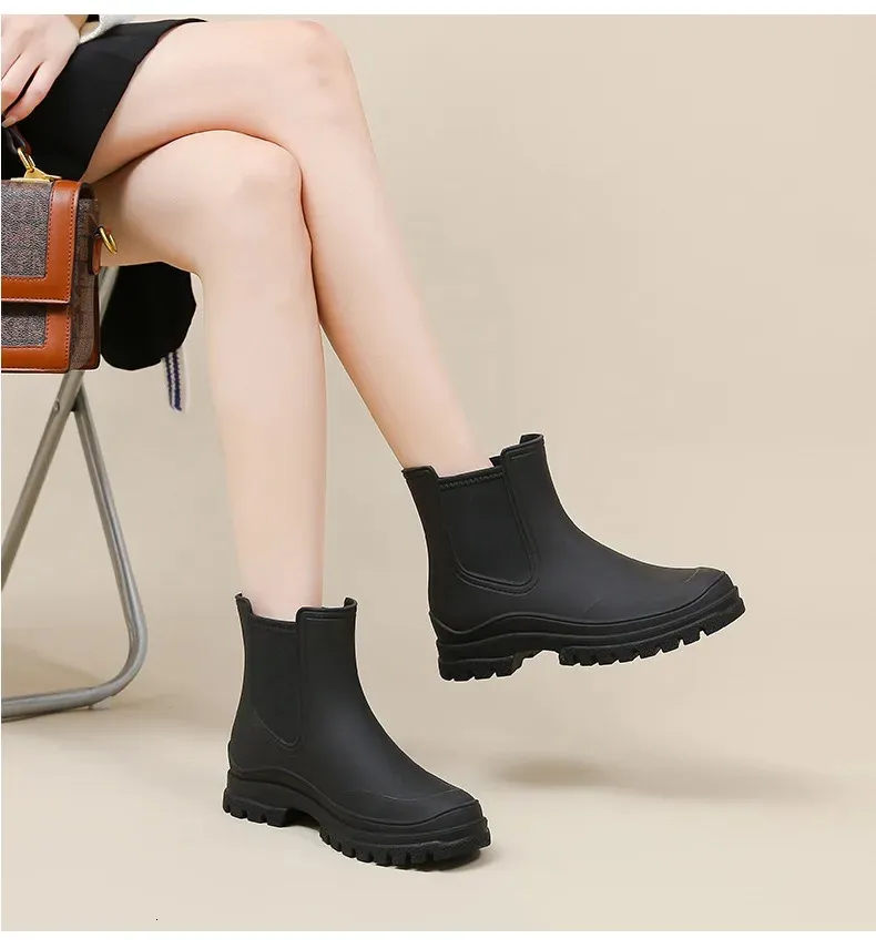 Waterproof Chelsea Rain Boots: Women's Low Top Anti-Slip Galoshes ...