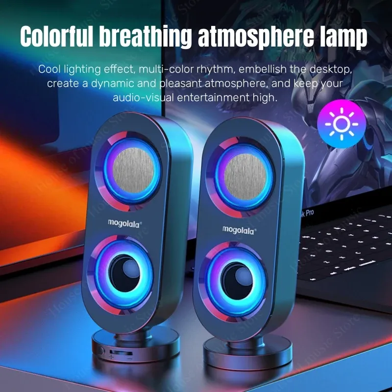 Bluetooth Desktop Speakers Dual Horns Stereo Mini Subwoofer Wired ...