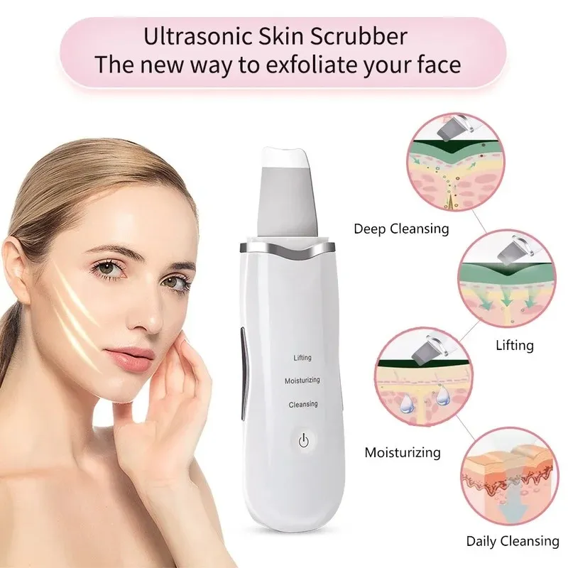 Ultrasonic Skin Scrubber Vibration Face Spatula Blackhead Remover ...