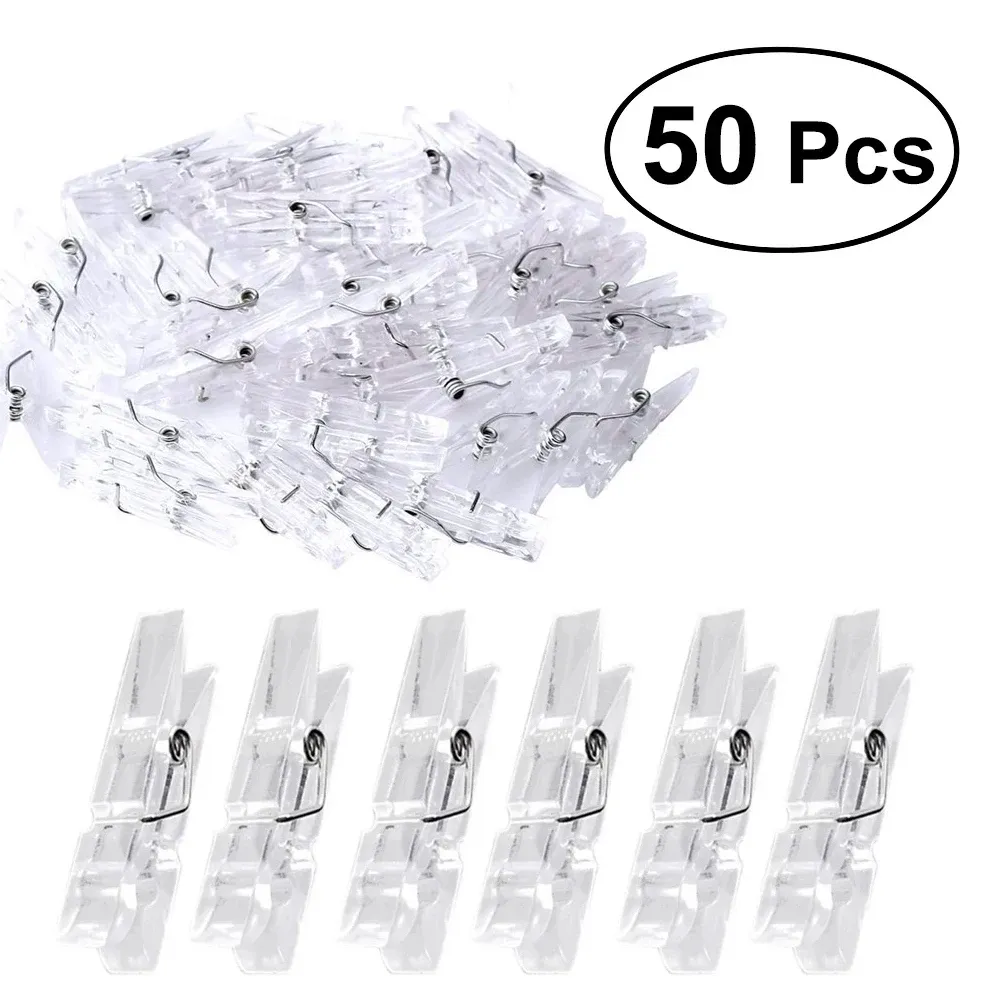 200 Mini Photo Clips Transparent Plastic Spring Clothespin Clips for ...