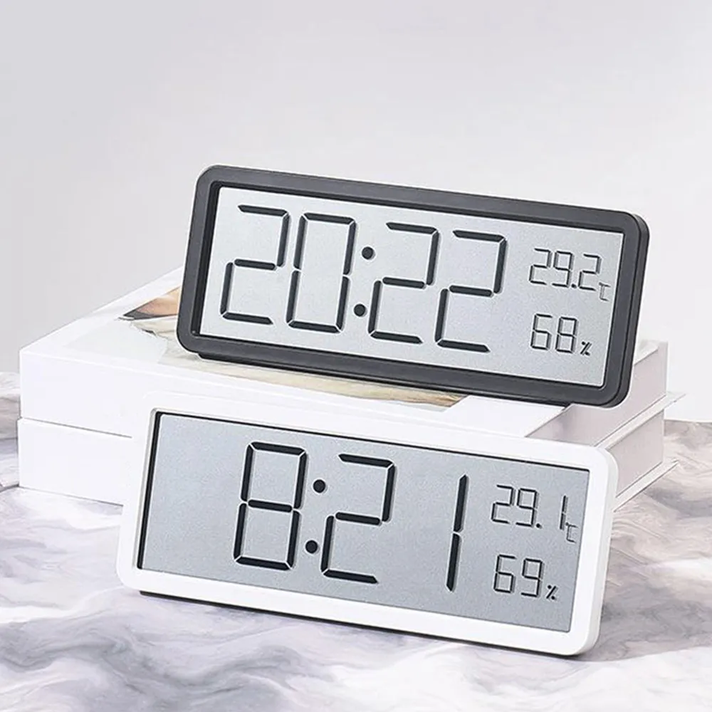 LCD Screen Digital Wall Clock Time Temperature Humidity Display ...