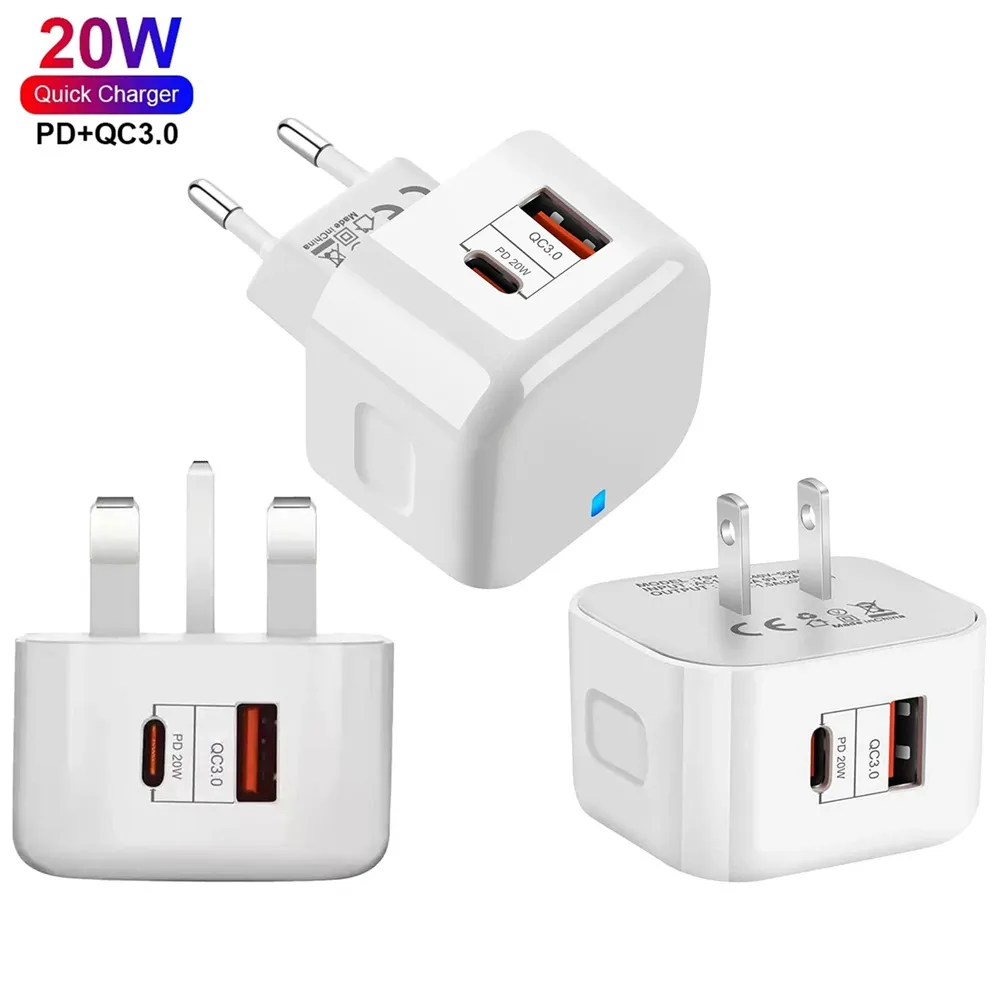 Universal 20W Dual Port USB C Wall Charger: Quick Charge Power Adapter ...
