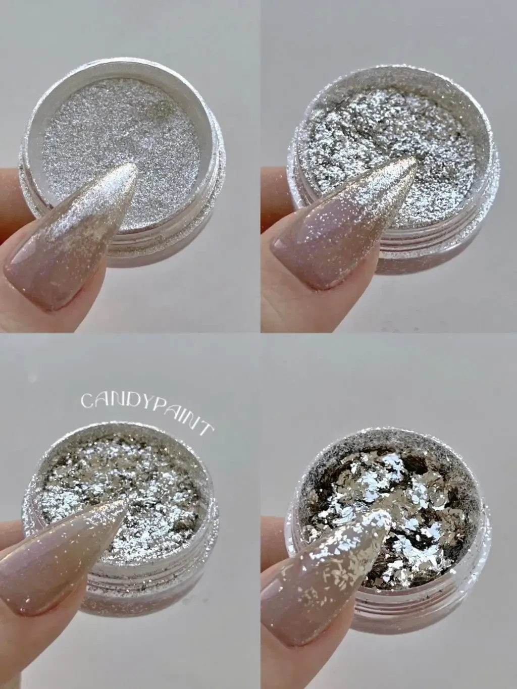 Silver Nail Art Chrome Powder - Mirror Finish Nail Powder, 5 Jars from ...