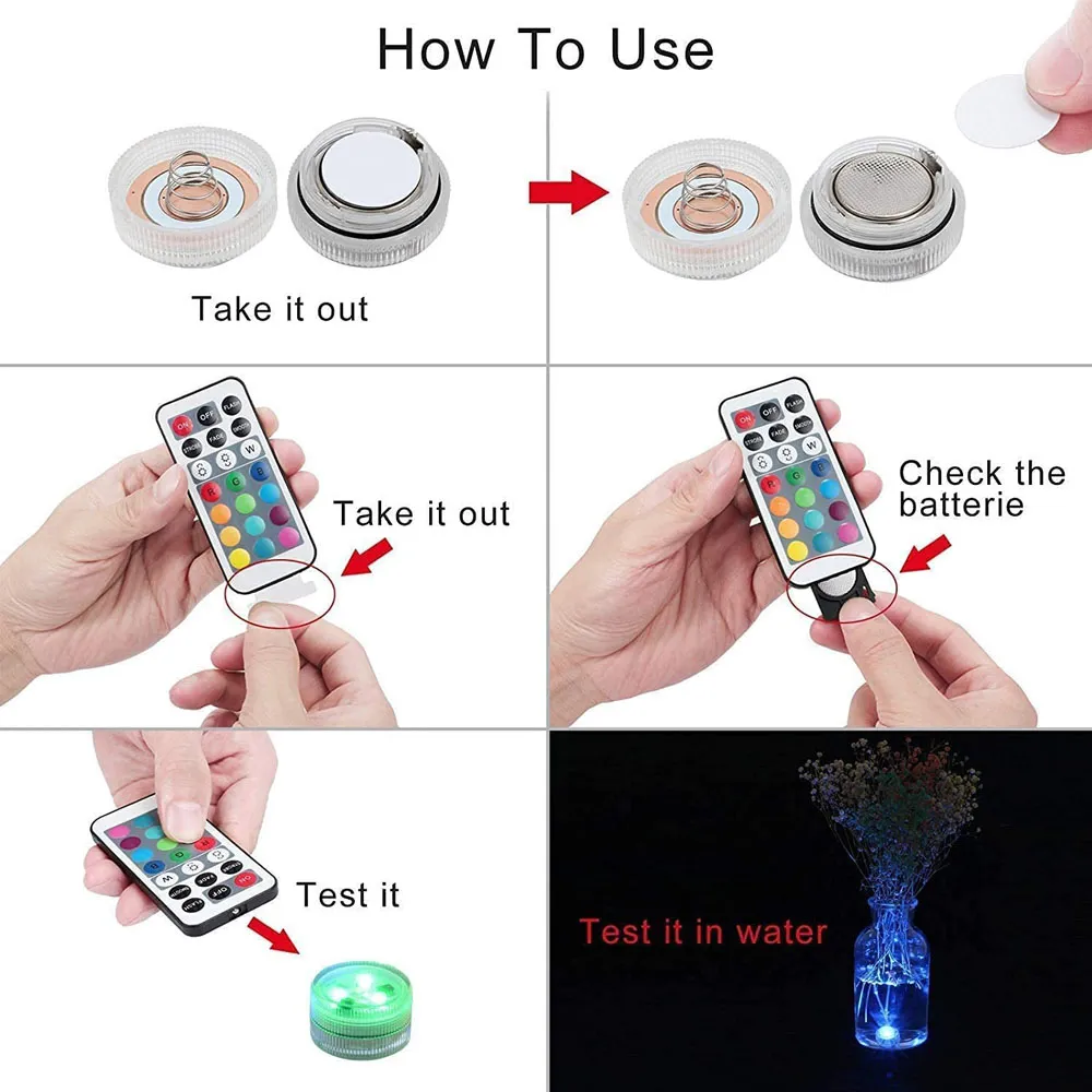 Waterproof Remote Controlled LED Tea Lights, Pack of 4, Battery ...
