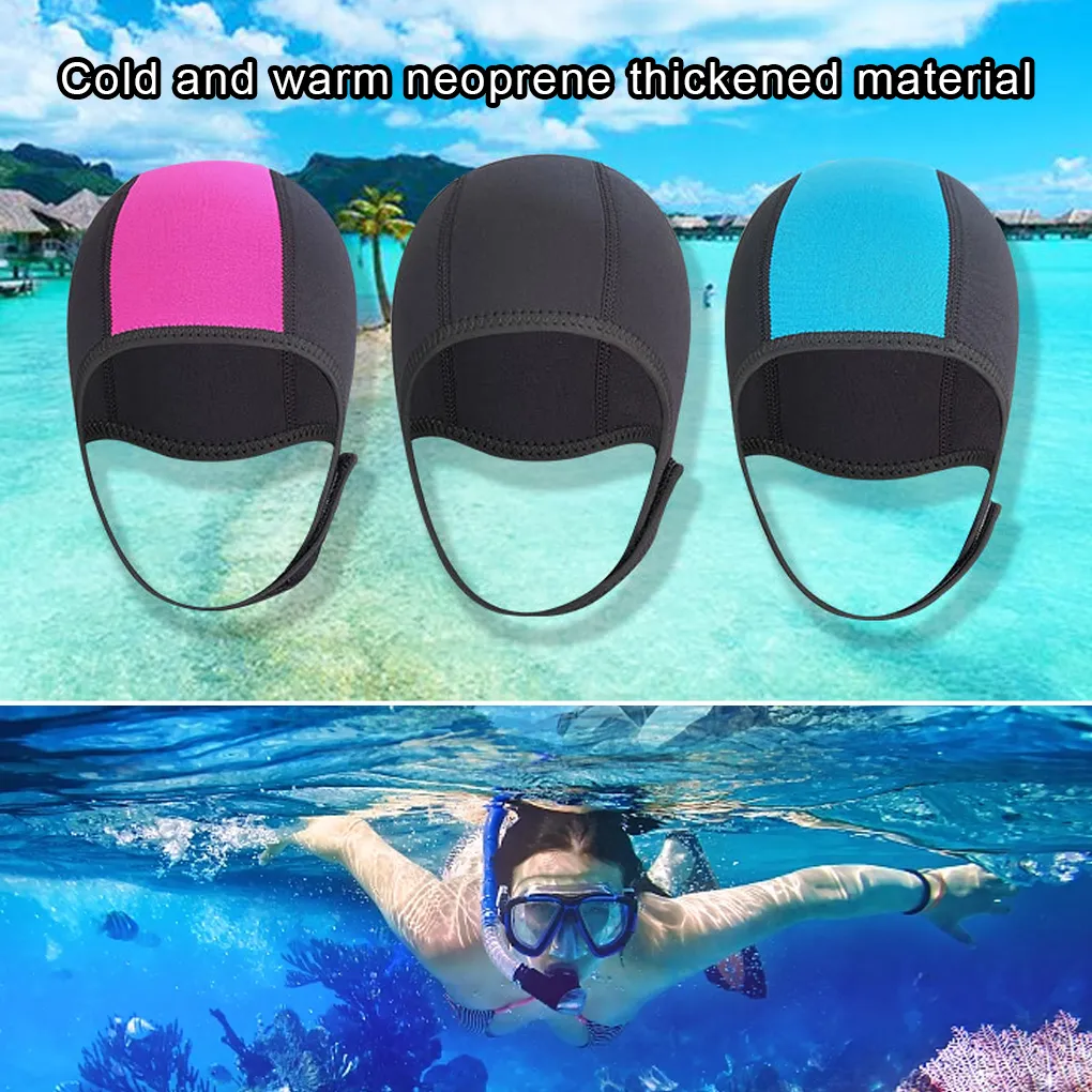 2.5mm Thicken Unisex Swimming Cap Neoprene Swim Thermal Hood Cap ...