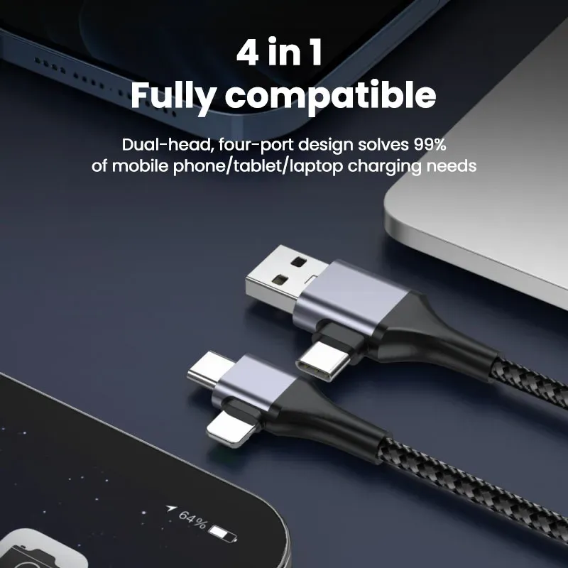 60W USB Type C Fast Charging Cable 4 In 1 USB C To... From Ddmymaster ...
