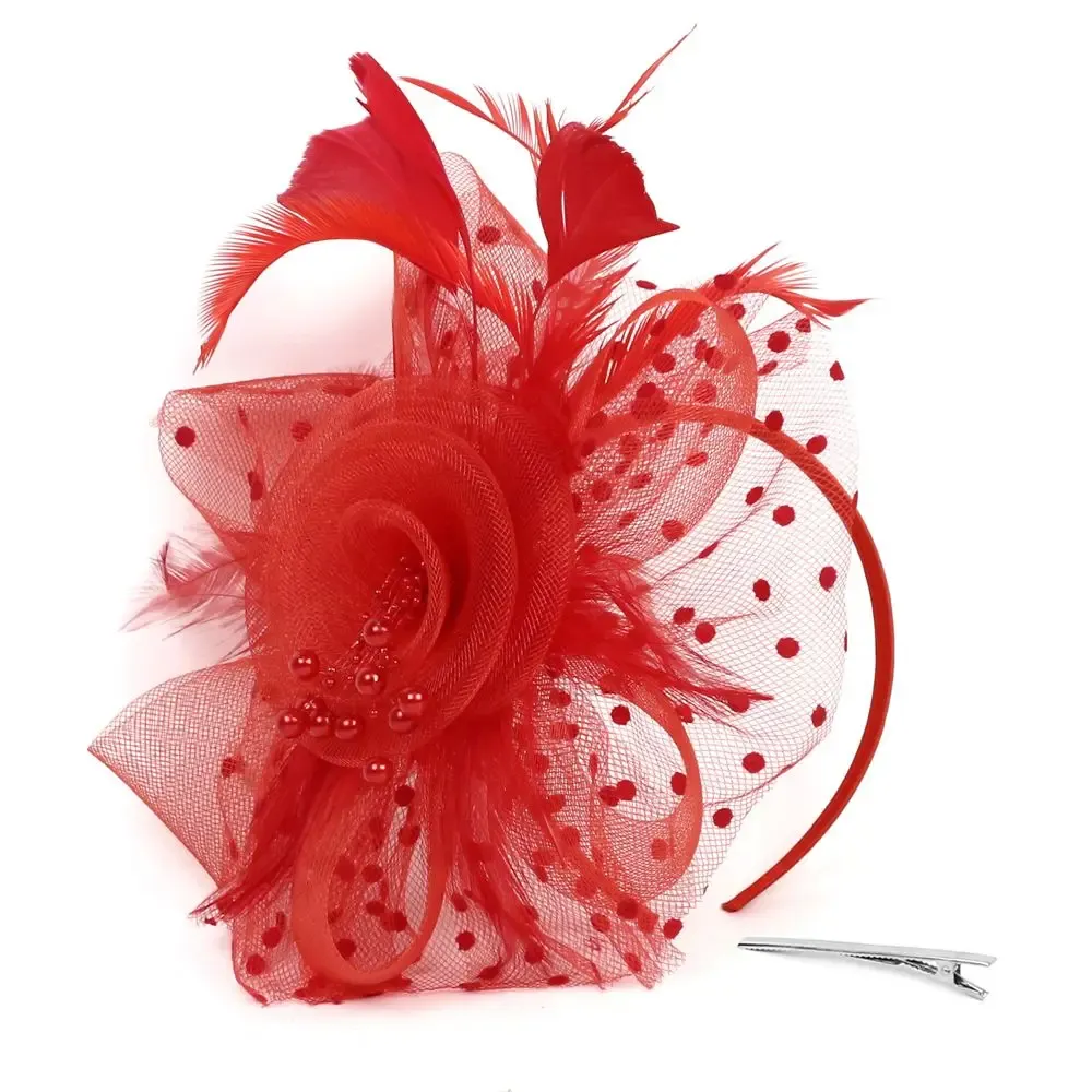 Bridal Tea Party Hat: Women's Cocktail Mesh Flower Feathers Headband ...