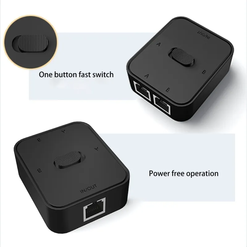 CAT6 Splitter 2 Port RJ45 LAN Switch Selector 1000Mbps 2 In 1 Out/1 In ...