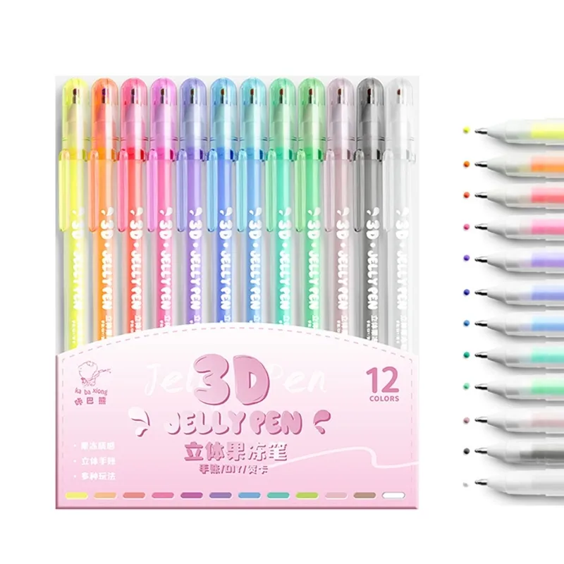 DXAB 3D Jelly Pens - 24 Unique Point Marker Art Supplies for Coloring ...