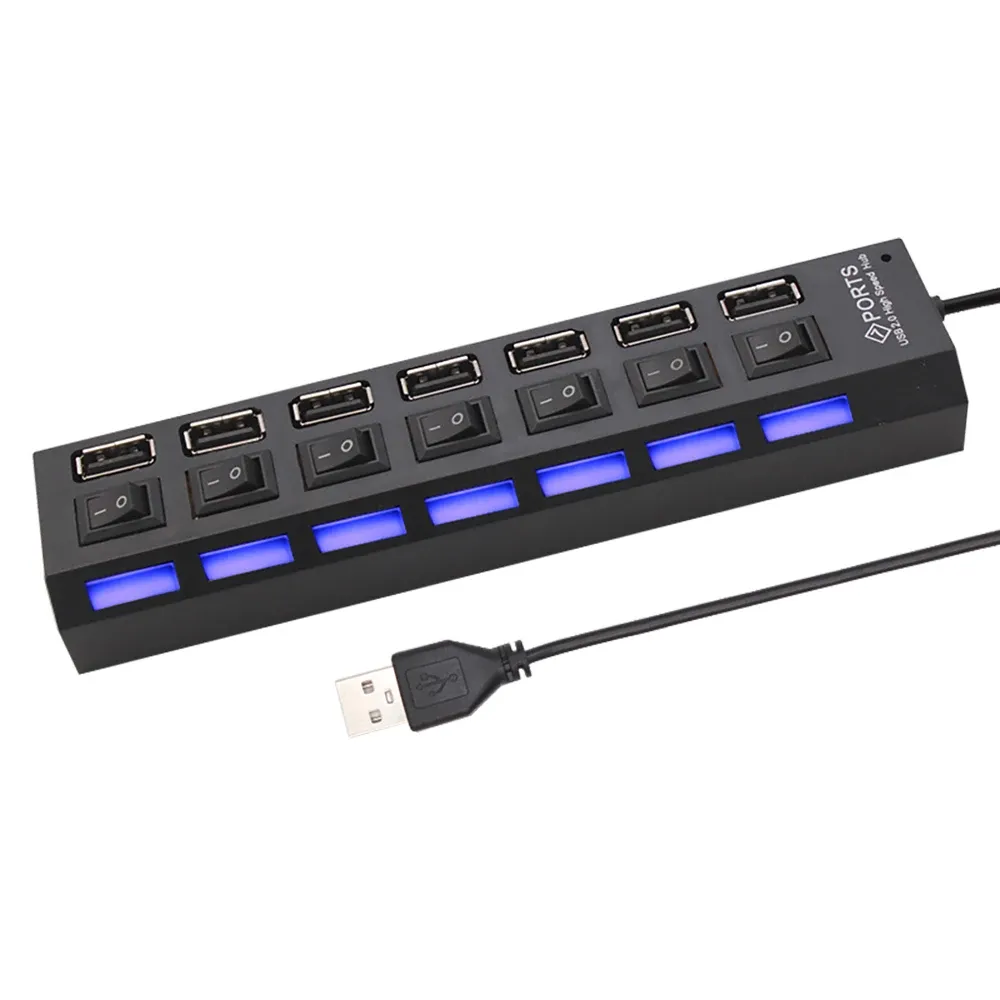 Multi Port USB 2.0 Hub With 7 Ports, Usb To Outlet Adapter, And 30CM ...